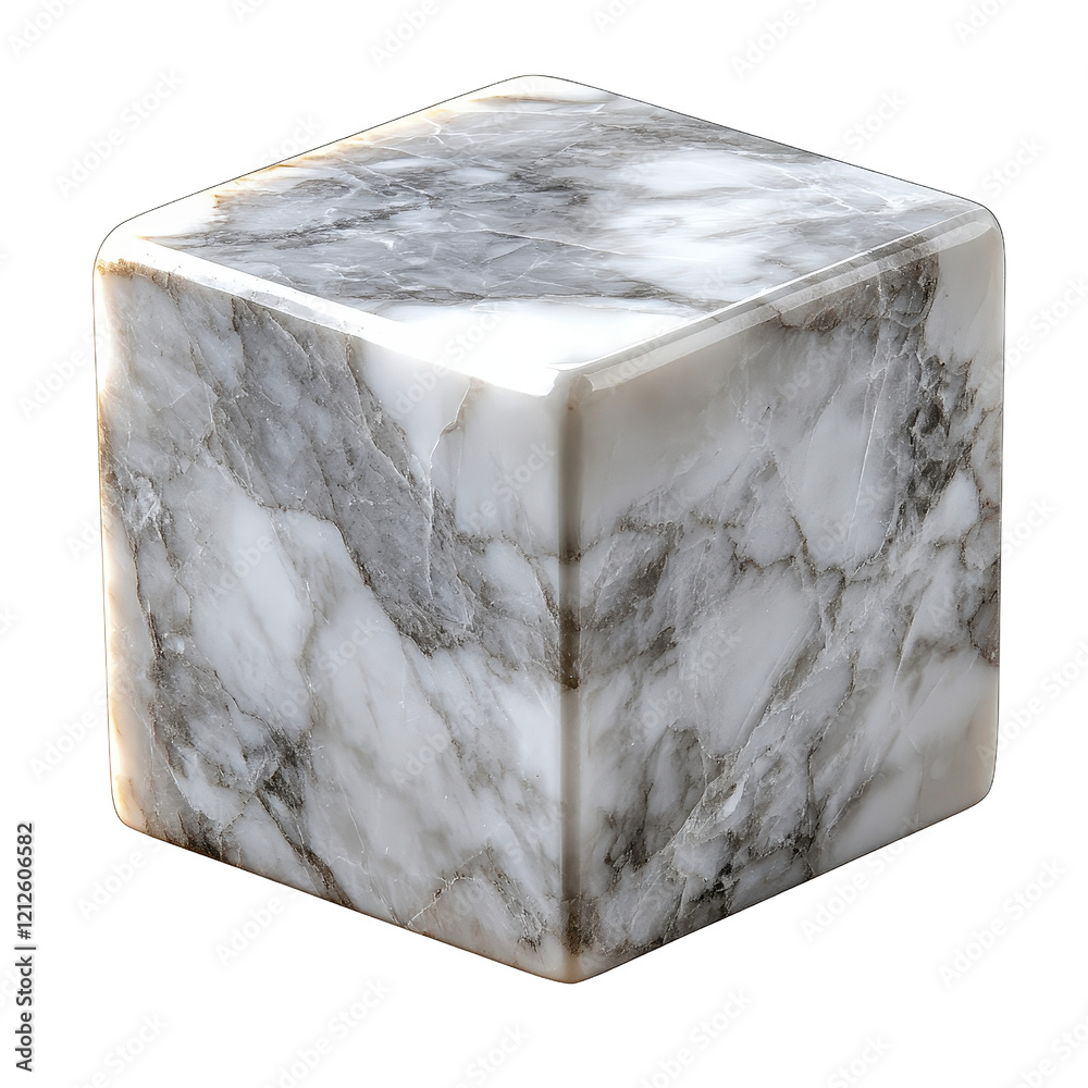 Marble cube on a solid black background showcasing unique textures and ...