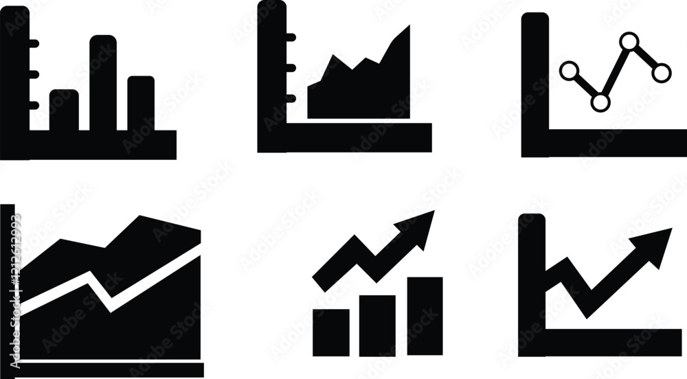 Graphs and diagrams for business sectors,Stock exchange charts set ...