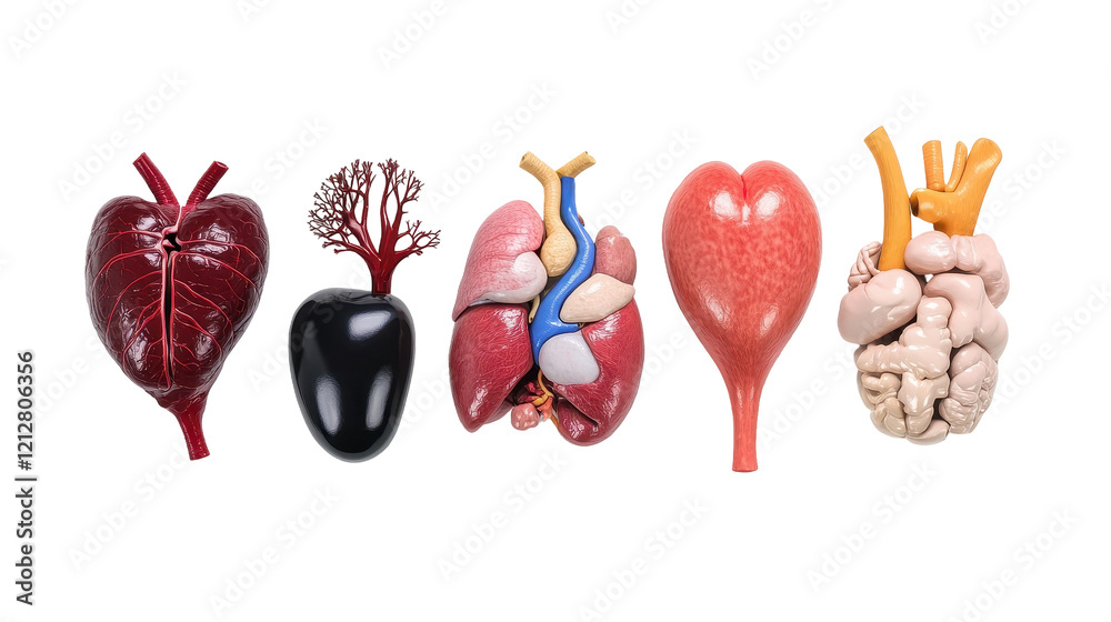 Colorful anatomical models of human organs for educational purposes ...