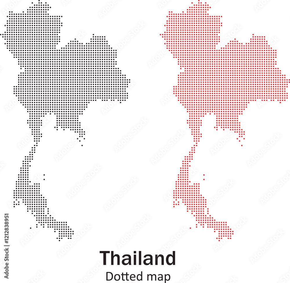 Thailand dotted map in dot style, red and black. vector illustration of ...