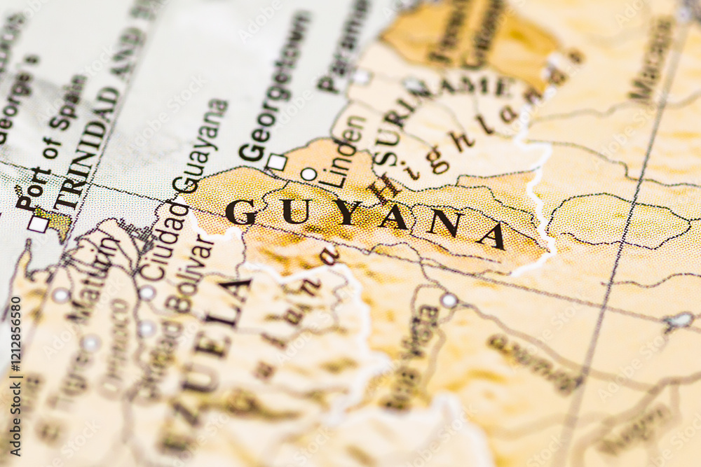 World map. Guyana map, world tourism, tourist destination. Political ...