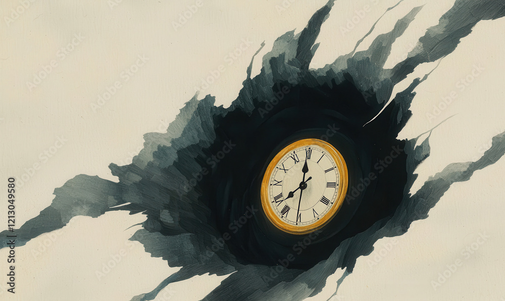 Surrealistic Depiction of Time: A Clock Emerging from the Abstract ...