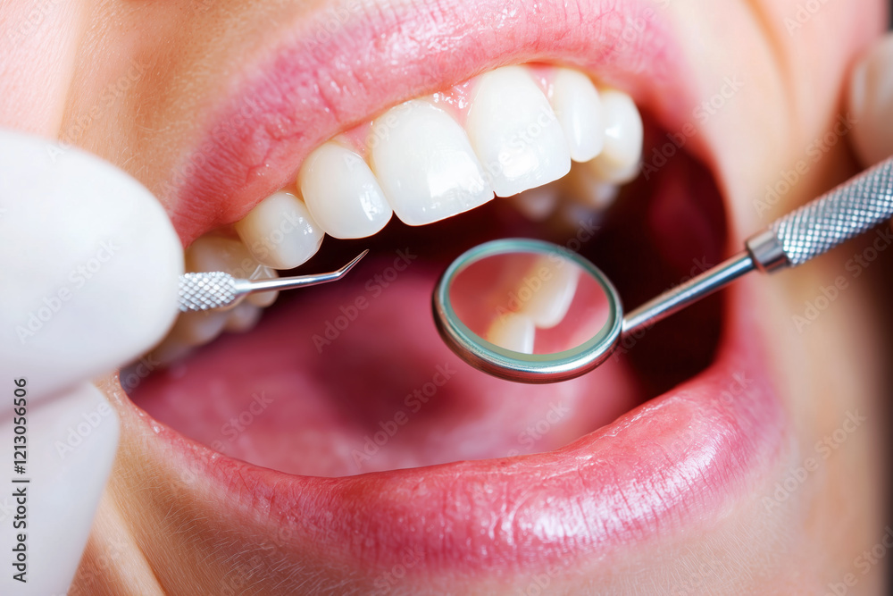 Dental examination, woman with toothache, periodontal disease in wisdom ...