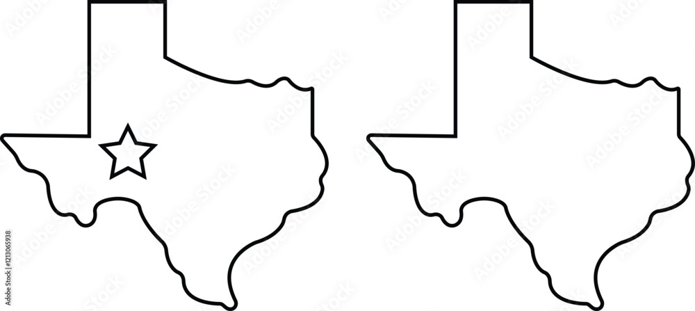 TEXAS USA state maps vector for apps or web outline boundary American ...