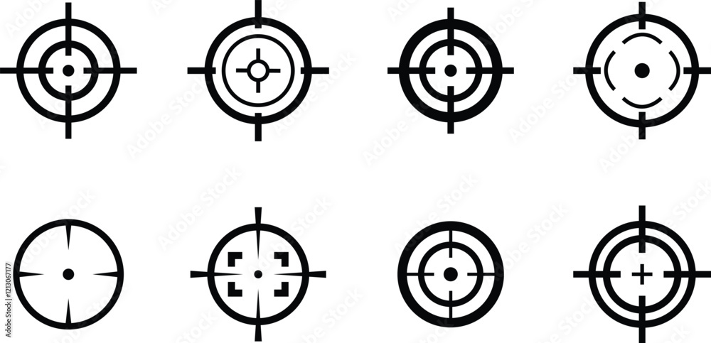 Target destination icon set in line style. Vector for apps or web ...