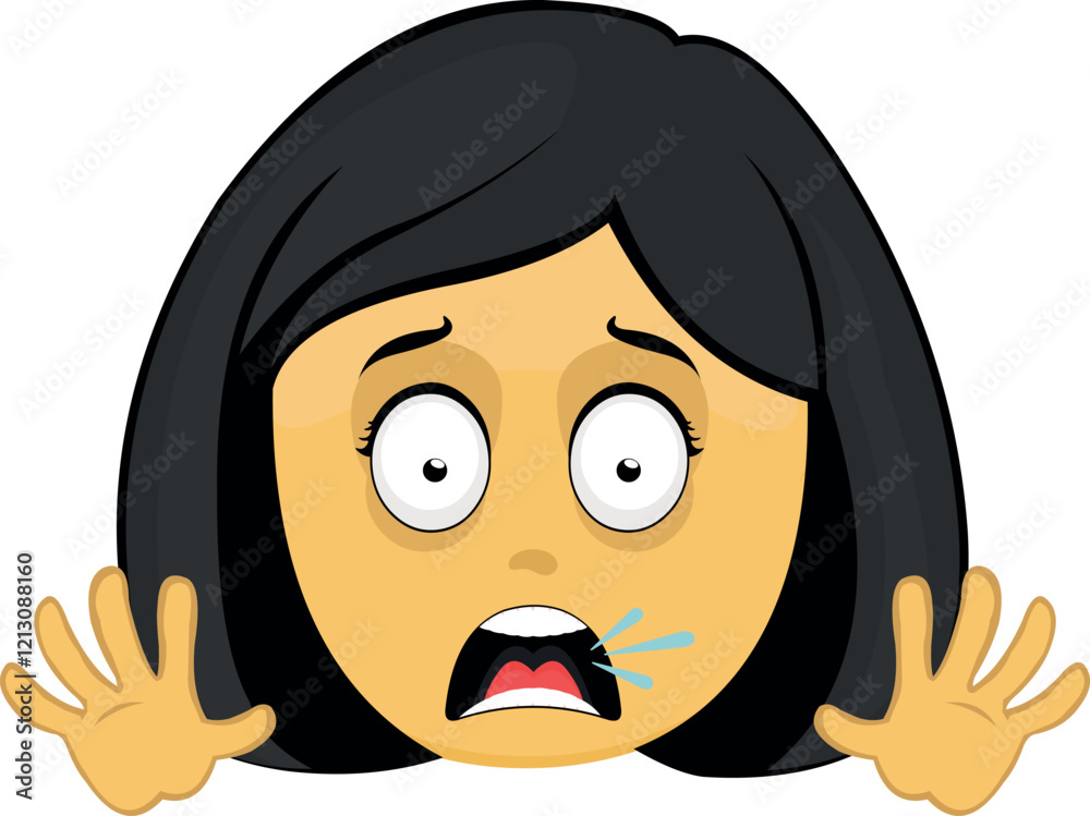 vector illustration yellow emoji face character woman cartoon, with an ...