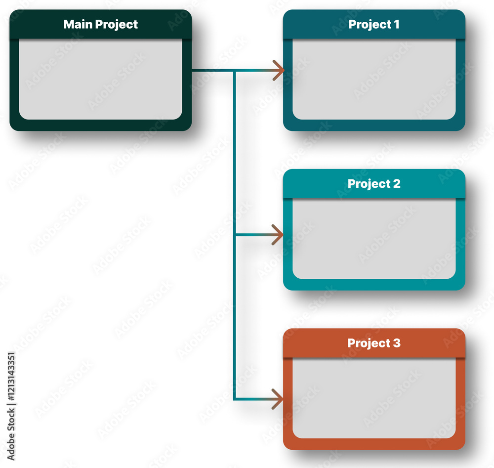 Set of boxes to organize presentation, small, colorful, green and ...