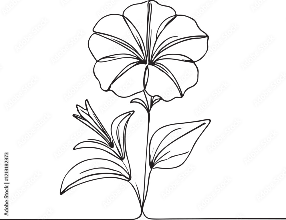 Artistic Petunia Flower Line Drawing Vector – A Floral Design ...
