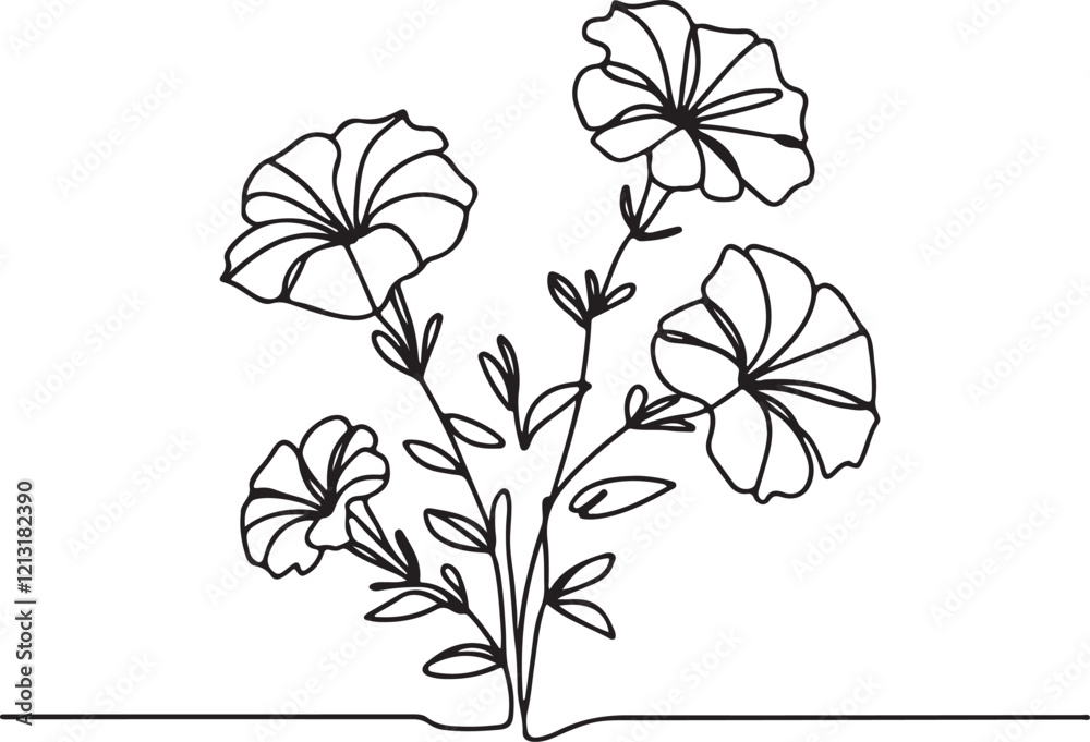 Artistic Petunia Flower Line Drawing Vector – A Floral Design ...
