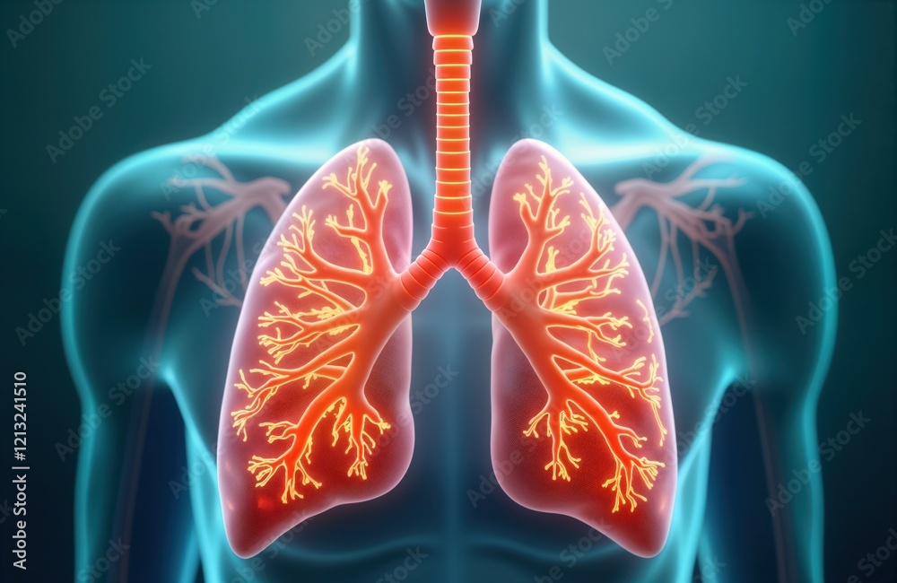 Medical illustration of lungs respiratory system anatomy. Lungs ...
