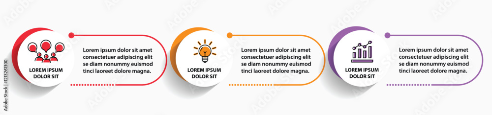 3 steps infographic template with 3 options. Flowchart that can be used ...