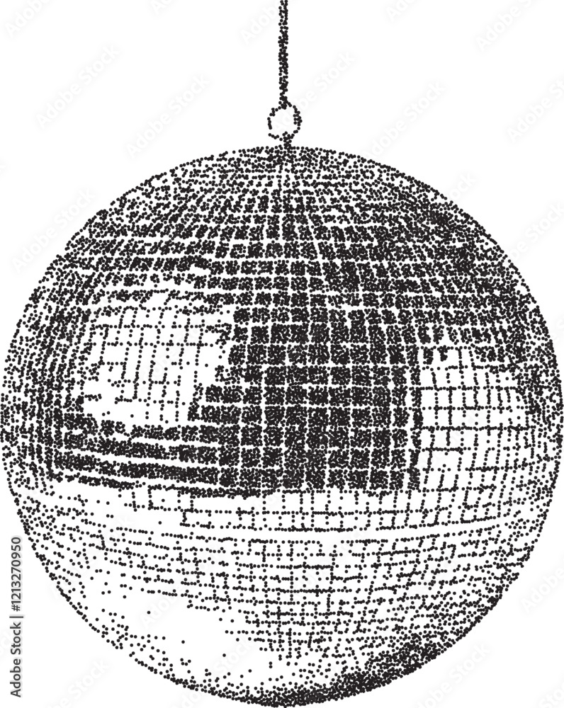 Disco vintage y2k stipple art, ball halftone stipple brutalist retro ...