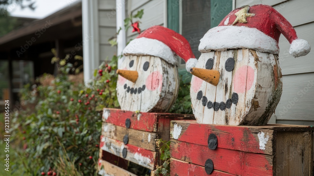 DIY holiday yard decorations with repurposed pallets painted as ...