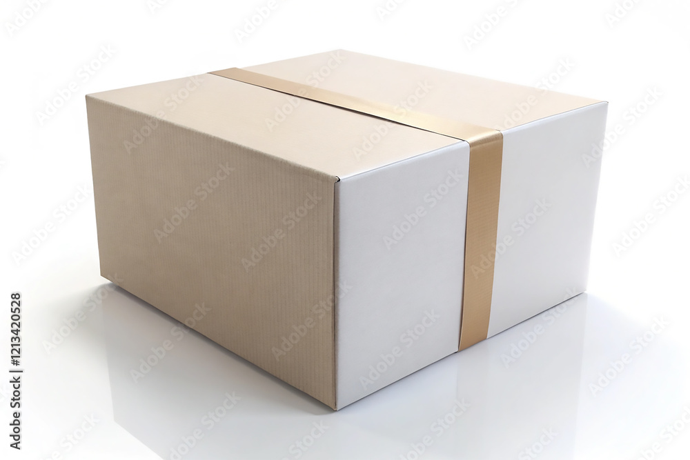 Blank brown packing cardboard box mock up. top view Isolated on white ...