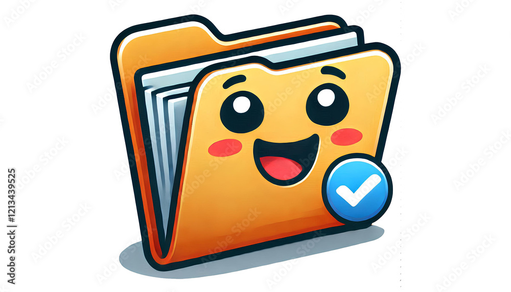 Cartoon Folder Icon with Smiling Face Stock Illustration | Adobe Stock