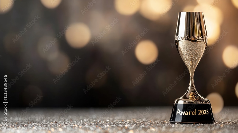 Engraved trophy: award inscription, 2025 year, golden prize, victory ...