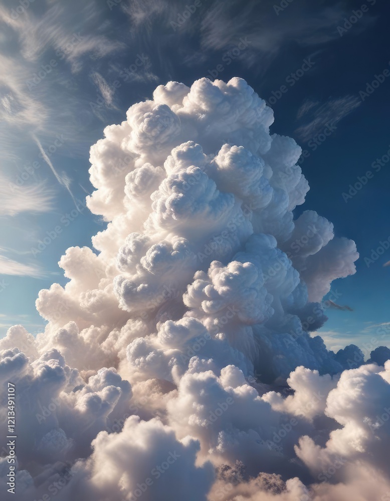 Big cumulus cloud with flat bottom and rounded top, fluffy, cloudy ...