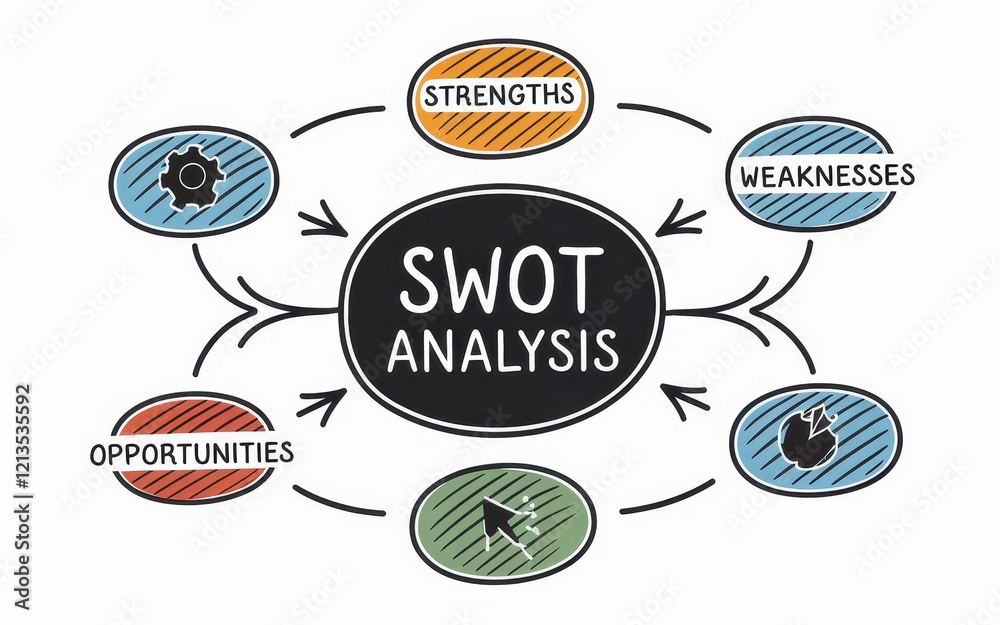 SWOT Analysis Diagram Illustrating Strengths Weaknesses Opportunities ...