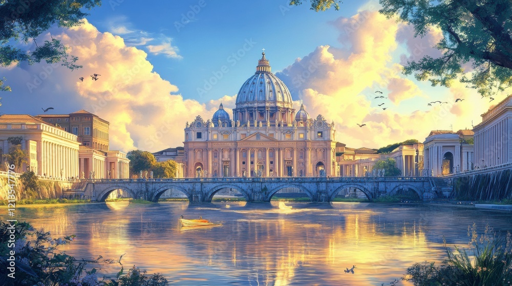 The grand architecture of St. Peters Basilica in Vatican City, with its ...