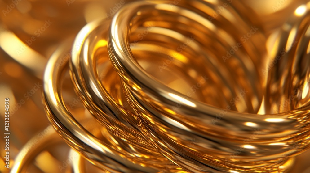 Gold spring coils, flexible spiral metal wire. Vector realistic set of ...