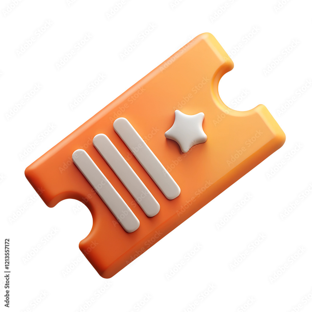 Paper ticket icon. Cinema, theatre festival card 3d rendering isolated ...