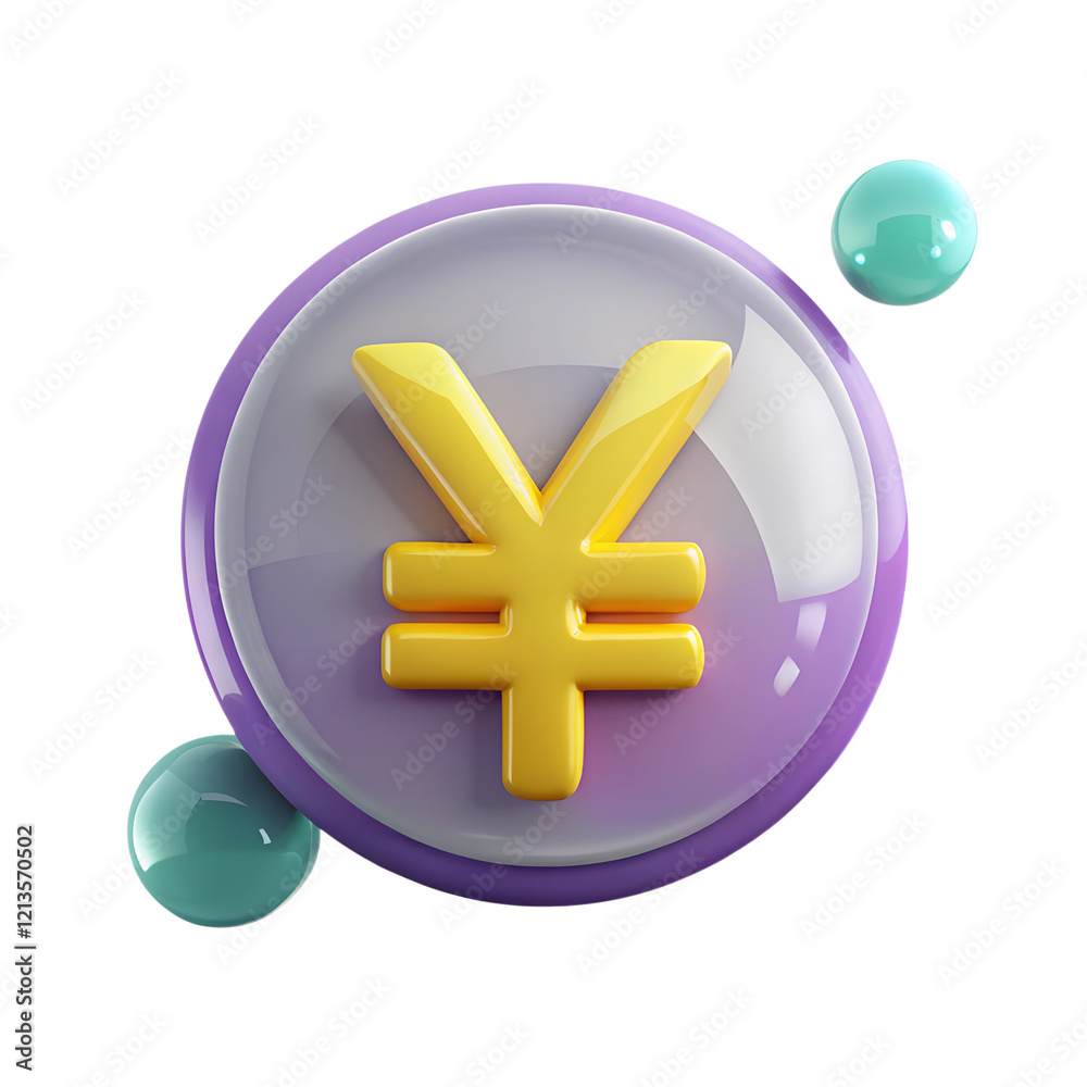 Japanese Yen currency symbol isolated Transparent background. Cartoon ...