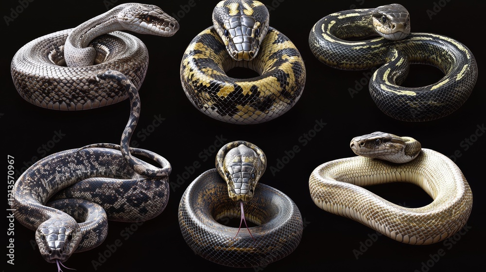 Cartoon snake species Cobra Ophiophagus hannah, California mountain ...