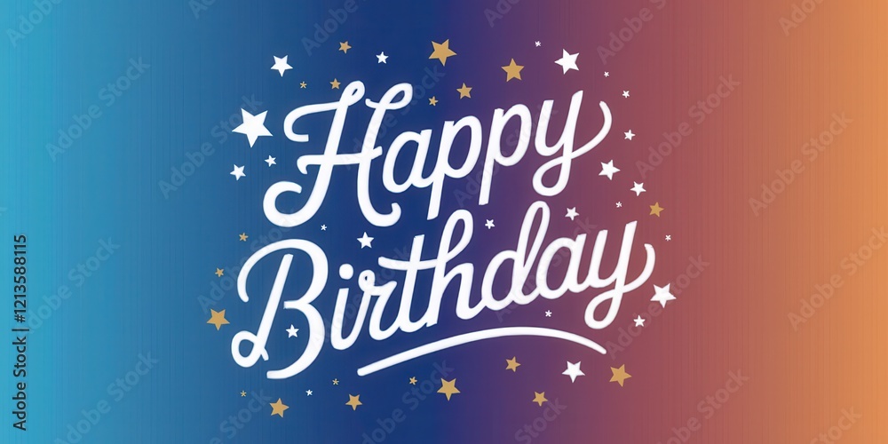 Happy Birthday greeting with stars background design Stock Illustration ...