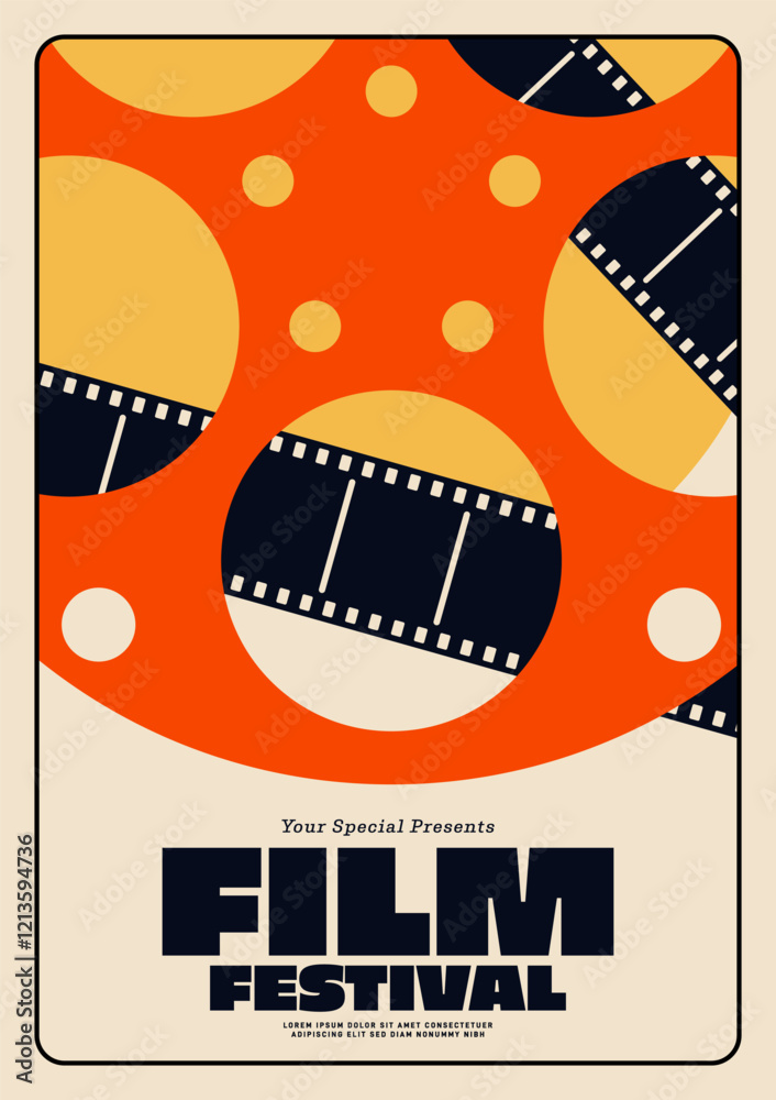 Movie festival poster template design minimal vintage retro style with ...