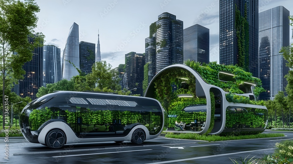Futuristic digital representation of an eco friendly city with smart ...