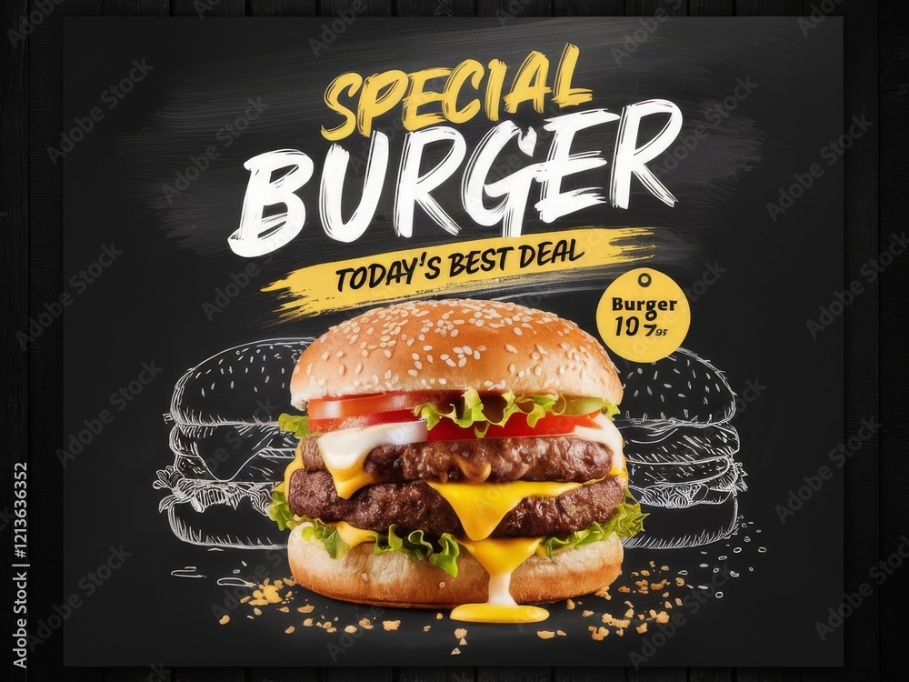 The 'Special Burger' text with a subtle chalkboard texture, displayed ...