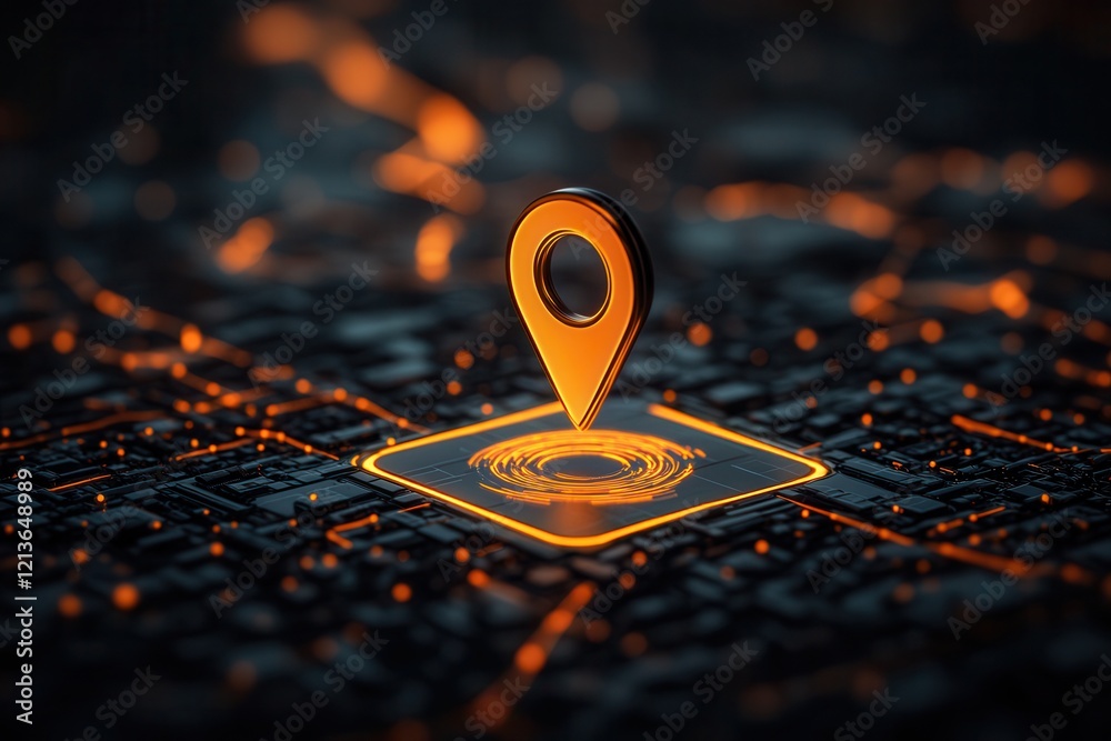 concept AI-Powered Threat Detection Digital map with a glowing location ...