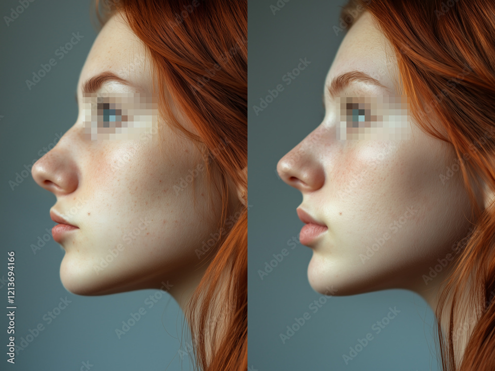 anonymized before and after nose filler to remove bump and subtle lip ...