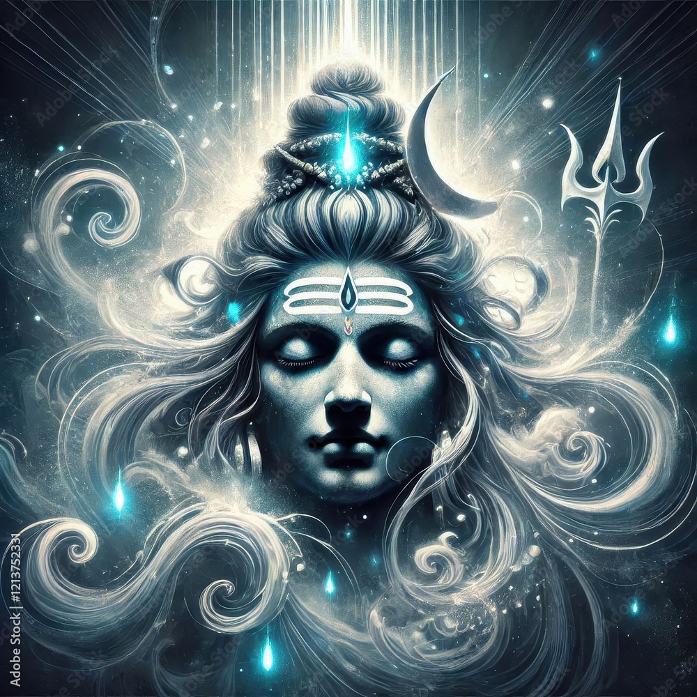 Digital Artwork of Lord Shiva for Maha Shivratri: Trinity Symbol and ...