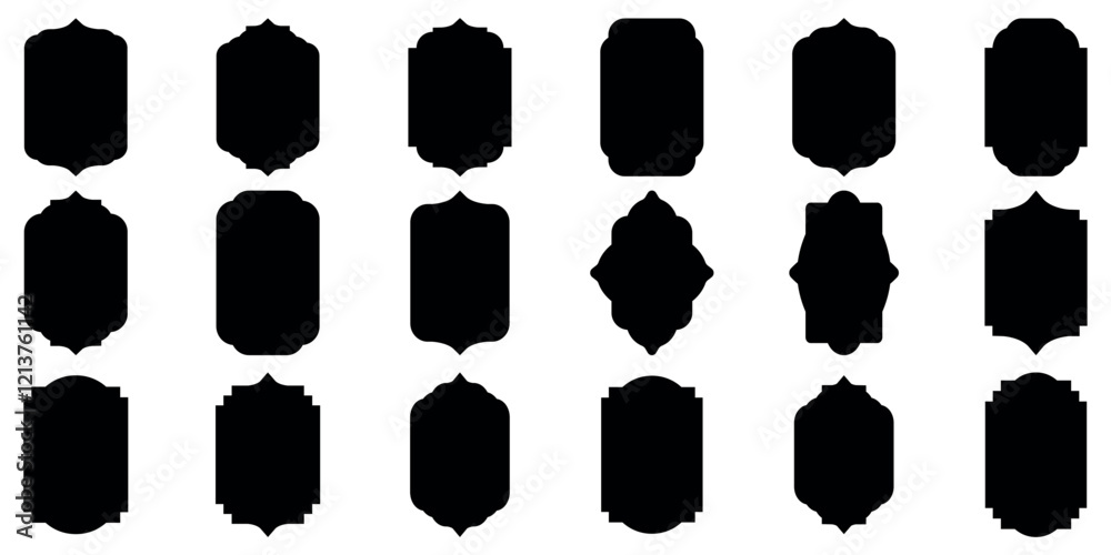 Islamic vector shape of a window or door arch. Set of vintage label and ...