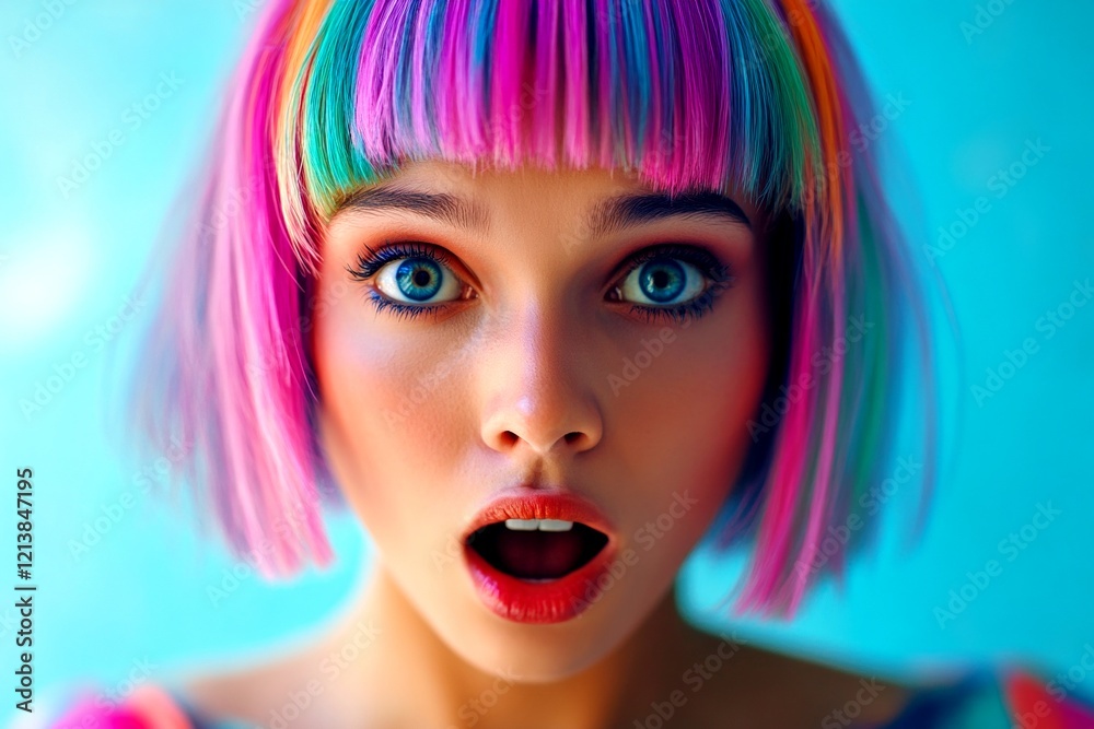 Pretty very startled mixed-race girl - for ads, boulevard poster and ...