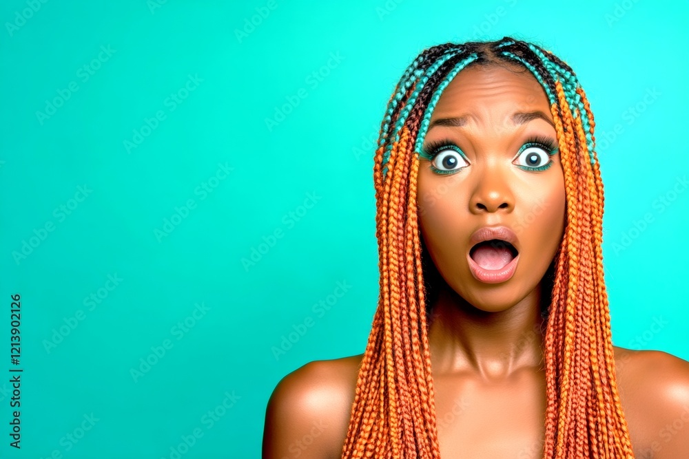 Long trim - braids hair. Gorgeous very amazed black girl - for ads ...