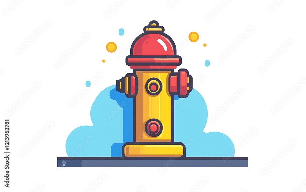Cartoon fire hydrant illustration, bright colors, simple design, for ...