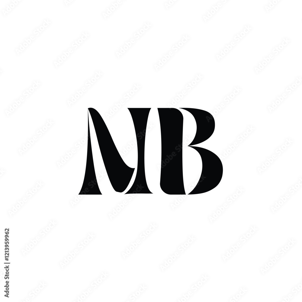 NB monogram logo design letter text name symbol monochrome logotype ...