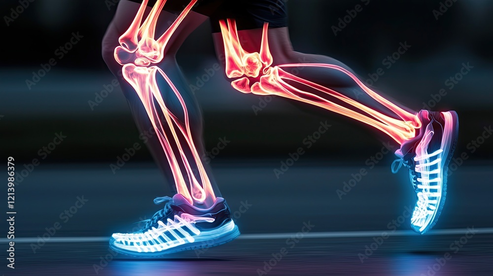 X-ray View of Runner’s Legs, Anatomical Illustration of Human Bones in ...