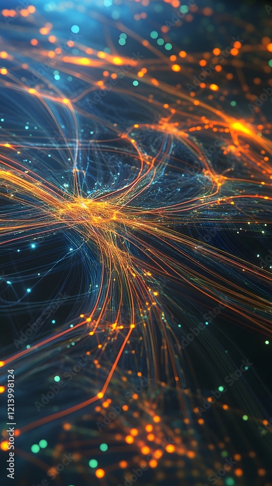 93. A dynamic digital map showing glowing data lines connecting ...