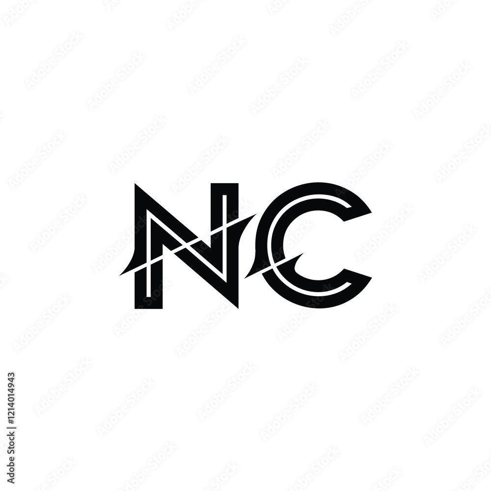 NC monogram logo design letter text name symbol monochrome logotype ...