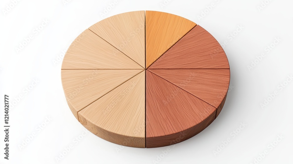 3D Pie chart infographics presentation. Wooden pie chart model ...