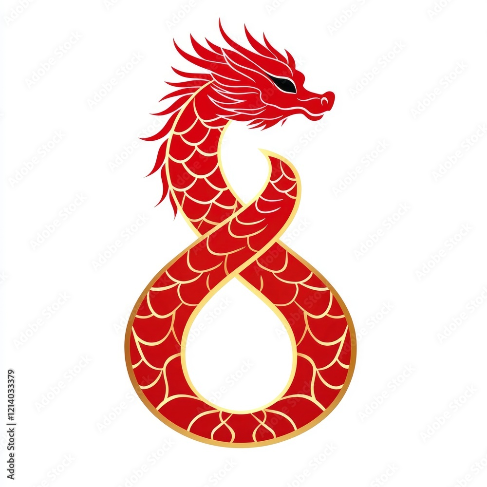 Red Dragon Forming the Number Eight Chinese Symbol of Prosperity and ...
