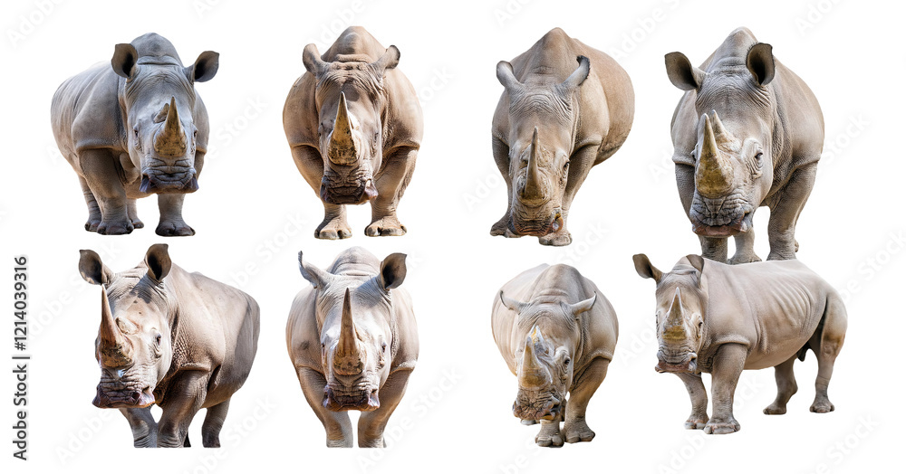 Powerful rhino animals isolated on transparent background Stock Photo ...