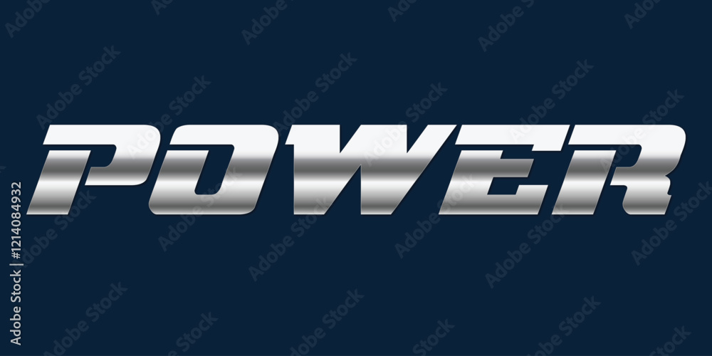 Power lettering font Vector silver effect graphic design. Apparel ...