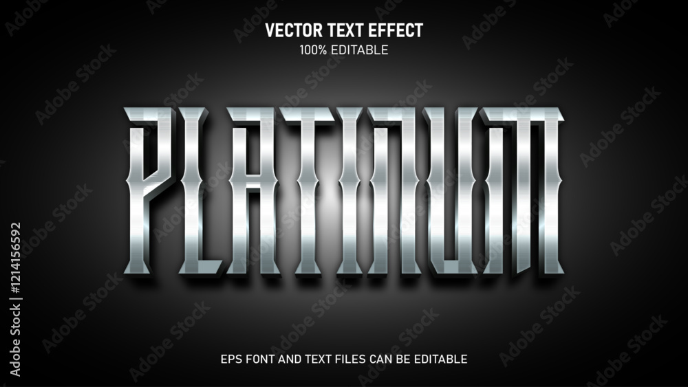 Platinum 3d style editable text effect Stock Vector | Adobe Stock