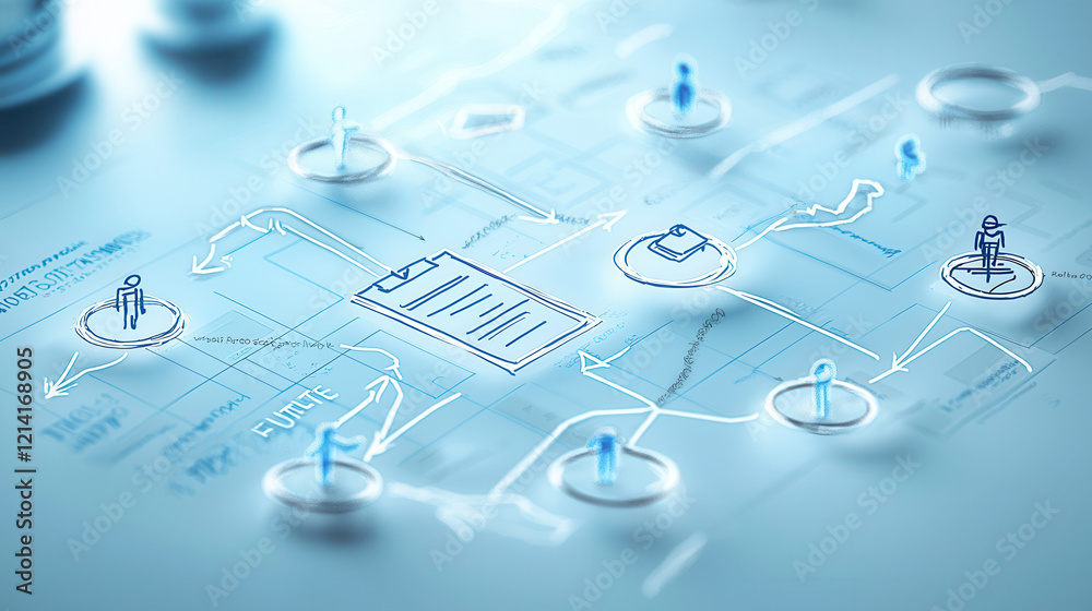 realistic flowchart illustrating steps to select process, featuring ...