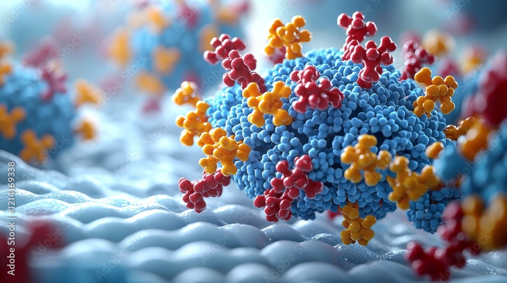 Detailed examination reveals the remarkable structure of HMPV virus, showcasing its unique ...