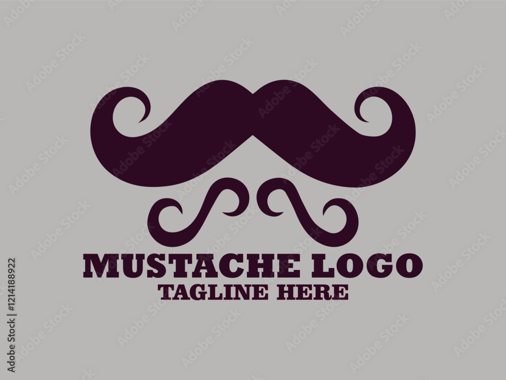 handlebar mustache with timeless retro style classic mustache swirl ...
